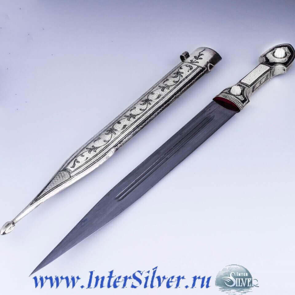 Кавказский кинжал в серебре Кубачи. 875* Цена 60000 руб!
